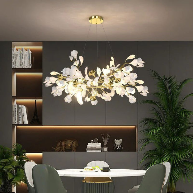 Ceramic Ginkgo Linear Branch Chandelier – Decorluxelife