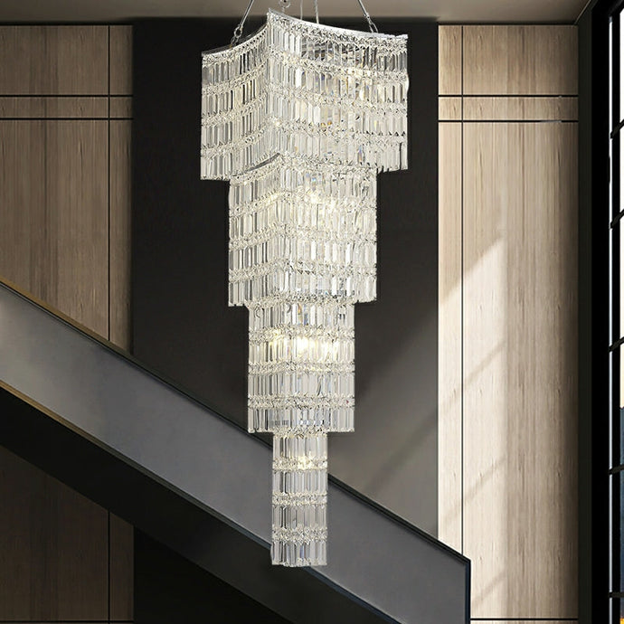Extra Large Foyer Vertical Layers K9 Crystal Chandelier Chrome Ceiling ...