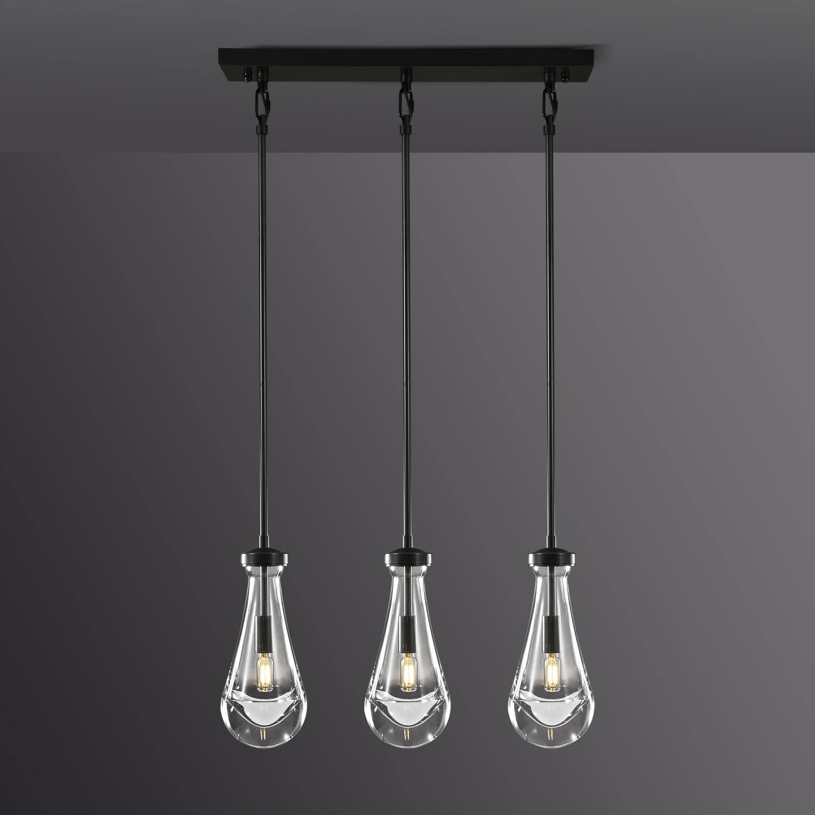 Raindrop Rectangular Chandelier 22" (Rod)